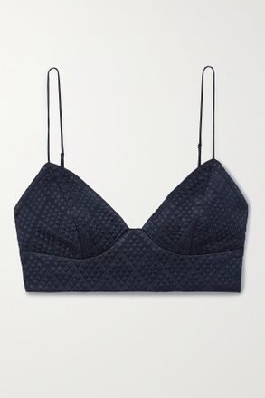 Adam Lippes Haut Façon Suotien-gorge En Laine Mélangée Matelassée - Bleu