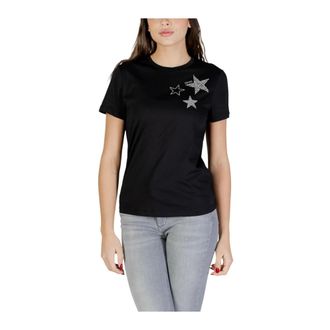 Liu Jo Kurz&auml;rmeliges Rundhals-Baumwoll-T-Shirt - - Tops - Damen - Schwarzk - XS