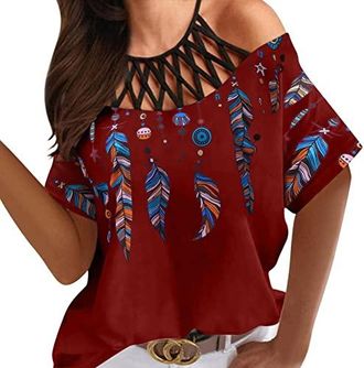 Janly T-shirt noir simple T-shirt doux pour femmes avec col rond design d&eacute;contract&eacute; &agrave; l&eacute;paule pour un look quotidien confortable femmes grandes tailles, rou