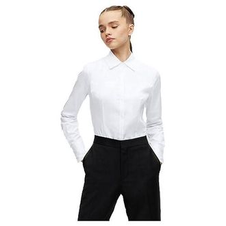 HUGO BOSS Femmes The Fitted Shirt Chemisier Slim Fit en Popeline Facile à Repasser