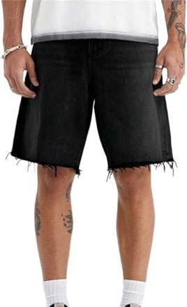 ORANDESIGNE Shorts Homme Pantalon Court en Jean Vintage Y2K Skateboard Hip Hop Bermuda Baggy Denim Shorts F Noir XXL