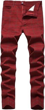 Generic Pantalon chino moulant pour homme - Coupe ajust&eacute;e - Coupe ajust&eacute;e - Pantalon chino extensible et confortable, Rouge, 54