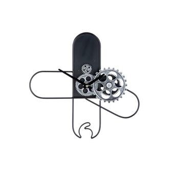 Gilde Wanduhr - Metall - Schwarz - Zahnradmotiv - H&ouml;he 37cm x Breite 37cm - Batterien in der Lieferung Nicht enthalten