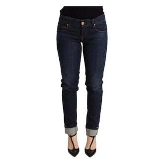 Acht H&uuml;ftniedrige Skinny Denim Hose - - Jeans - Damen - Blau - W26