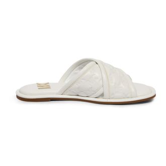 Michael Kors Gideon Slide Nappa Puffy LOG EMB - - Shoes - Damen - Wei&szlig; - 37 1/2 EU
