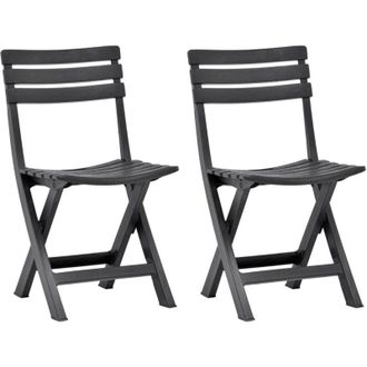 vidaXL Vidaxl - Klappbare Gartenst&uuml;hle 2 Stk. Kunststoff Anthrazit