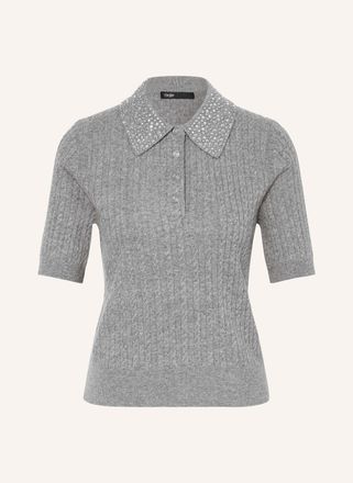 Maje Strickshirt Mit Schmucksteinen grau