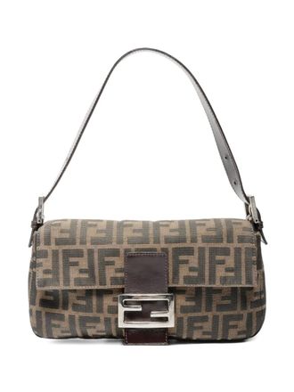 Fendi sac port&eacute; &eacute;paule Mamma Baguette Zucca (1990-2000) - Tons neutres