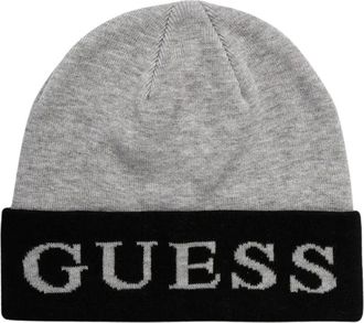 Guess Femme, Accessoires, Gris, Taille: ONE Size Bonnet logo laine melang&eacute;e