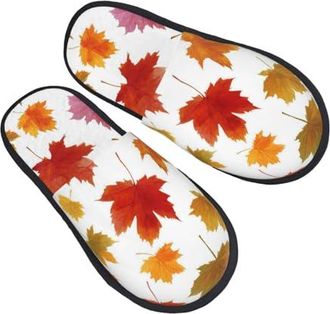 Generic Pantoufles &agrave; motif feuilles d&eacute;rable pour femme et homme - Antid&eacute;rapantes - Confortables - En mousse &agrave; m&eacute;moire de forme - Pour chambre &agrave; coucher, voyag