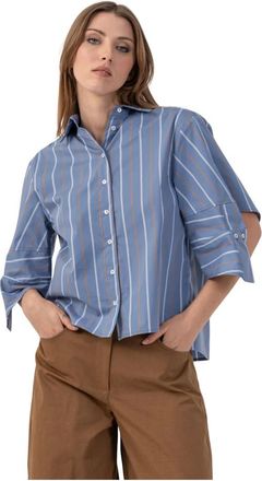 Kocca Femme, Blouses et Chemises, Bleu, Taille: 38 FR Camicia a righe strutturata