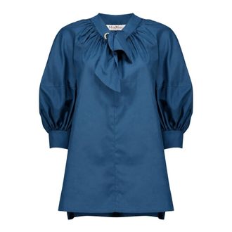 Max Mara Femme, Blouses et Chemises, Bleu, Taille: 38 FR Blouse en popeline