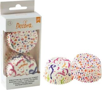 Decora 0339909 Packung mit 36 Förmchen Fiesta Konfetti Ø 50 x 32 mm, zum Backen, Präsentieren und Verschenken von Muffins, hitzebeständig bis 220°, in prakti