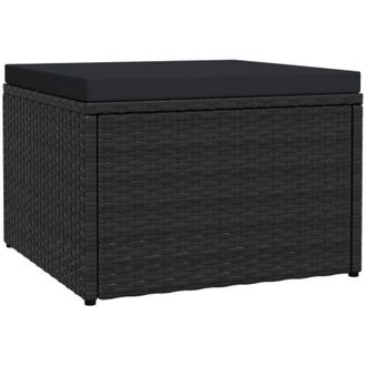 vidaXL vidaXL Tabouret de jardin avec coussin Noir R&eacute;sine tress&eacute;e