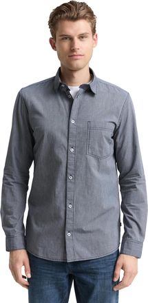 Tom Tailor Herren 1048446 Fitted Hemd aus Baumwolle, 38978-Dark Navy Stripe, L