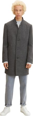 Tom Tailor Herren Modern Wollmantel 1032440, 30500 - Dark Grey Black Herringbone, XL