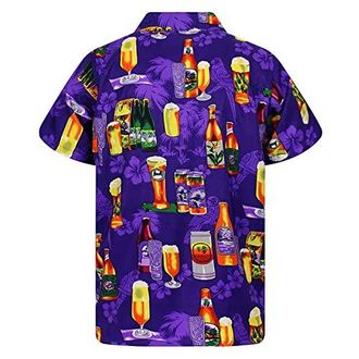 Generic Chemise &agrave; manches courtes pour homme - Chemise hawa&iuml;enne boutonn&eacute;e d&eacute;contract&eacute;e hawa&iuml;enne - Motif palmier hawa&iuml;en - Pour f&ecirc;te, croisi&egrave;re cubaine, flam