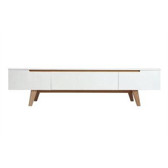 Miliboo Miliboo - TV-M&ouml;bel Skandinavienstil Wei&szlig; gl&auml;nzend und Esche 180 cm melka