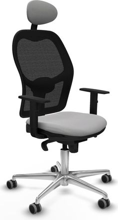 Piqueras y Crespo Grauer Schreibtisch mit 1D-Armlehnen, h&ouml;henverstellbarer Lendenwirbelst&uuml;tze und festem Kopfteil, ausgestattet mit 5 Positionen und injiziertem Schaums