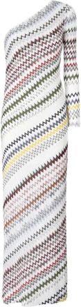 Missoni Femme, Robes, Multicolore, Taille: 38 FR Long One-Shoulder Dress With A Chevron Pattern With Sequins