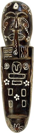 Guru Shop Kleine Abstrakte Maske, Wandschmuck, Ethno Wanddekoration aus Balsaholz - Modell 9, 50x16x6 cm