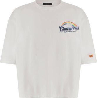 Willy Chavarria Homme, Tops, Blanc, Taille: M T-shirt en coton avec imprim&eacute; arc-en-ciel