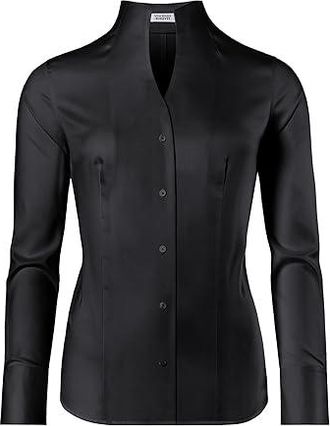 Vincenzo Boretti Chemisier, Modern-fit/légèrement cintré, col Calice, Douce sergé - Facile à Repasser Noir 42