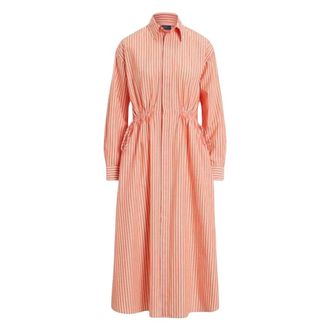 Polo Ralph Lauren Femme, Robes, Orange, Taille: 36 FR Robe chemise ray&eacute;e en lin et coton