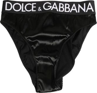 Dolce & Gabbana Femme, Sous-v&ecirc;tements, Noir, Taille: 38 FR Culotte Taille Haute en Satin