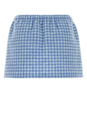 Miu Miu Womens Printed Pile Mini Skirt Biancocielo Gonne