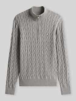 Tommy Hilfiger Regular Fit Troyer aus reiner Baumwolle mit Logo-Stitching