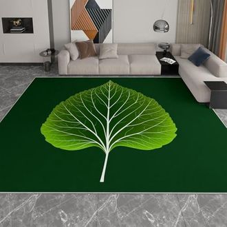 Generic Tapis de Chambre Minimalist Vert Olive, Paillasson Moquette de Salon &agrave; Poils Ras, Photographie Feuilles Vertes Imprim&eacute; Lavable Tapis Int&eacute;rieur pour D&eacute;