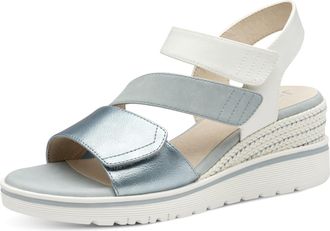 Jana Damen Sandalen mit Keilabsatz Vegan mit Klettverschluss, Mehrfarbig (Denim Comb), 41 EU