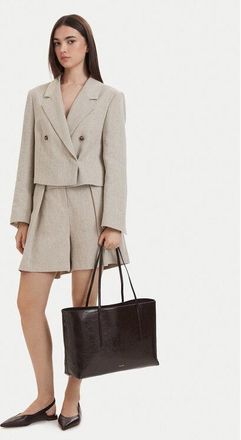 Calvin Klein Handtasche Foil Logo Glossy Tote W/ Pouch LV04F3537G Braun