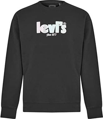 Levi's Relaxd Graphic Crew Sweatshirt, Poster Logo-Caviar, L Homme