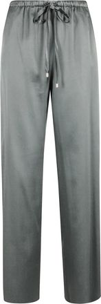 Alysi Femme, Pantalons, Vert, Taille: 40 FR Pantalon de Gymnastique en Satin Vert Large