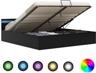 vidaXL Cadre de lit &agrave; rangement avec led Noir Similicuir 180x200 cm