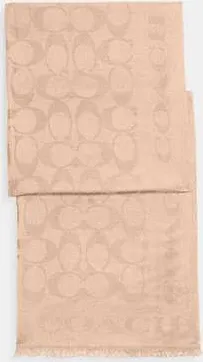 Coach Signature Stola f&uuml;r Frauen in Beige | Baumwoll