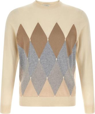 Ballantyne Homme, Pulls, Beige, Taille: 4XL Argyle Crew Neck Sweater