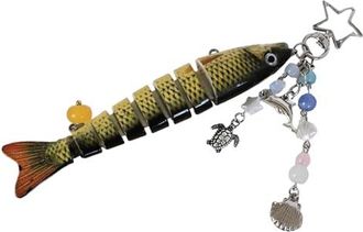 Generic Cha&icirc;ne de cl&eacute;s de poisson - Charme de portefeuille | Pendentif de d&eacute;coration de poisson esth&eacute;tique pour femmes, &agrave; main, &agrave; dos, accessoires de, Yellow,