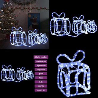 vidaXL Weihnachtsdekoration Geschenkboxen mit 180 LEDs Indoor Outdoor - Weihnachtsdeko - led Beleuchtung - Geschenkbox - Winterdeko - Au&szlig;endeko - Home &