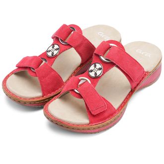 Ara Pantolette ARA HAWAII, Damen, Gr. 37, beere, Veloursleder, unifarben, Schuhe Pantolette, Keilabsatz, Sommerschuh, Schlupfschuh mit Schmuckelement