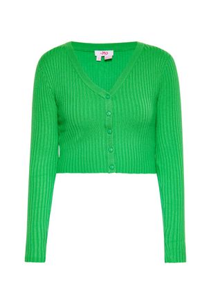 Mymo kurze Strickjacke Damen gr&uuml;n