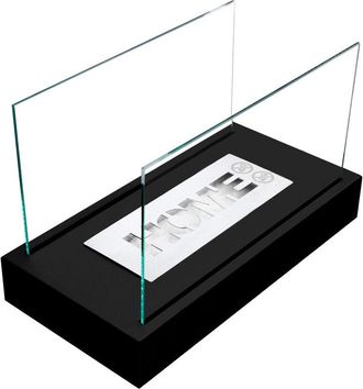 Selsey Selsey CERIN - Tischkamin / freistehender Biokamin aus Edelstahl und Glas mit T&Uuml;V-Zertifikat, rechteckig, 22 cm hoch (Schwarz Struktur)