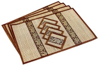 CCCollections Handgewebte Tischsets und Untersetzer aus Korbgeflecht umweltfreundliche Alternative zu Kunststoff hitzebeständig leicht zu reinigen perfekt für die E