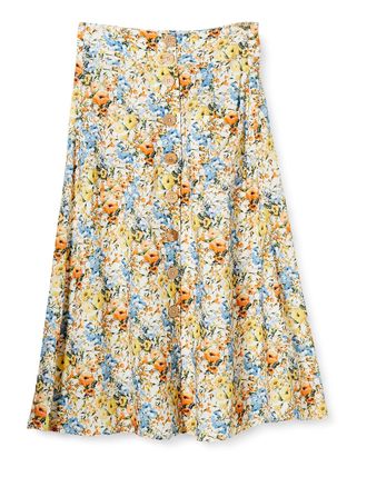 Rich & Royal Damen Midi Skirt Printed Rock, Weiß (White 100), (Herstellergröße: 34)