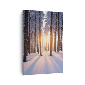 Arttor Bilder auf Leinwand 70x100cm Leinwandbild mit Rahmen Wald Winter Schnee Gro&szlig; Wanddeko Bild Schlafzimmer K&uuml;che Deko Wandbilder Dekoration Wohnzimmer Wa