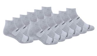 Saucony Mens Multi-Pack Mesh Ventilating Comfort Fit Performance Quarter Socks (6, Grey (12 Pairs), Shoe Size: 8-12