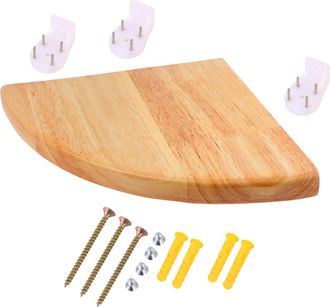 Angoily Wandmontiertes Eckregal aus Robustem Holz Radius Platzsparendes Halbrundes Aufbewahrungsregal für Badezimmer Schlafzimmer Büro Inklusive Montagemateri