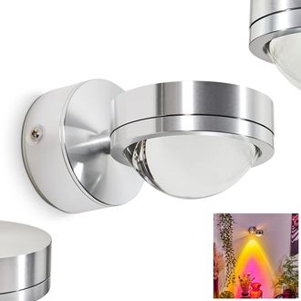 HOFSTEIN LED Wandlampe Harare, moderne Wandleuchte aus Metall in Chromfarben m. Farbfilter magenta, Wandstrahler mit Lichteffekt, 1-flammig, 1x 5 Watt, 300 Lum